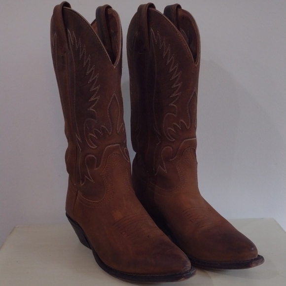challenger | Shoes | Challenger Brown Leather Cowboy Boots Size 7 ...